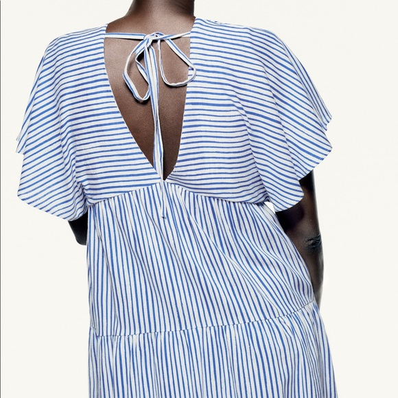 Zara | Dresses | Zara Striped Linen Blend Dress Xs Brand New With Tags | Poshmark